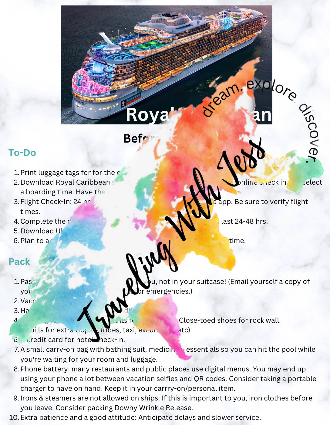 Royal Caribbean RCCL Client Tips & Know Before You Go Canva Template - Etsy