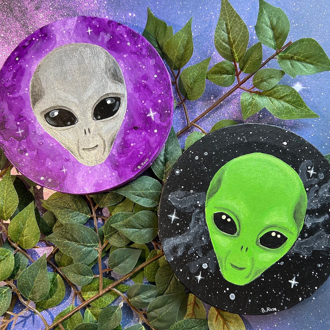 Alien Painting // 2 Options, Outer Space Alien Art - Etsy