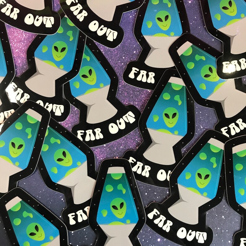 Alien Sticker // Happy Alien, Cute Sci Fi Sticker for Water Bottle ...