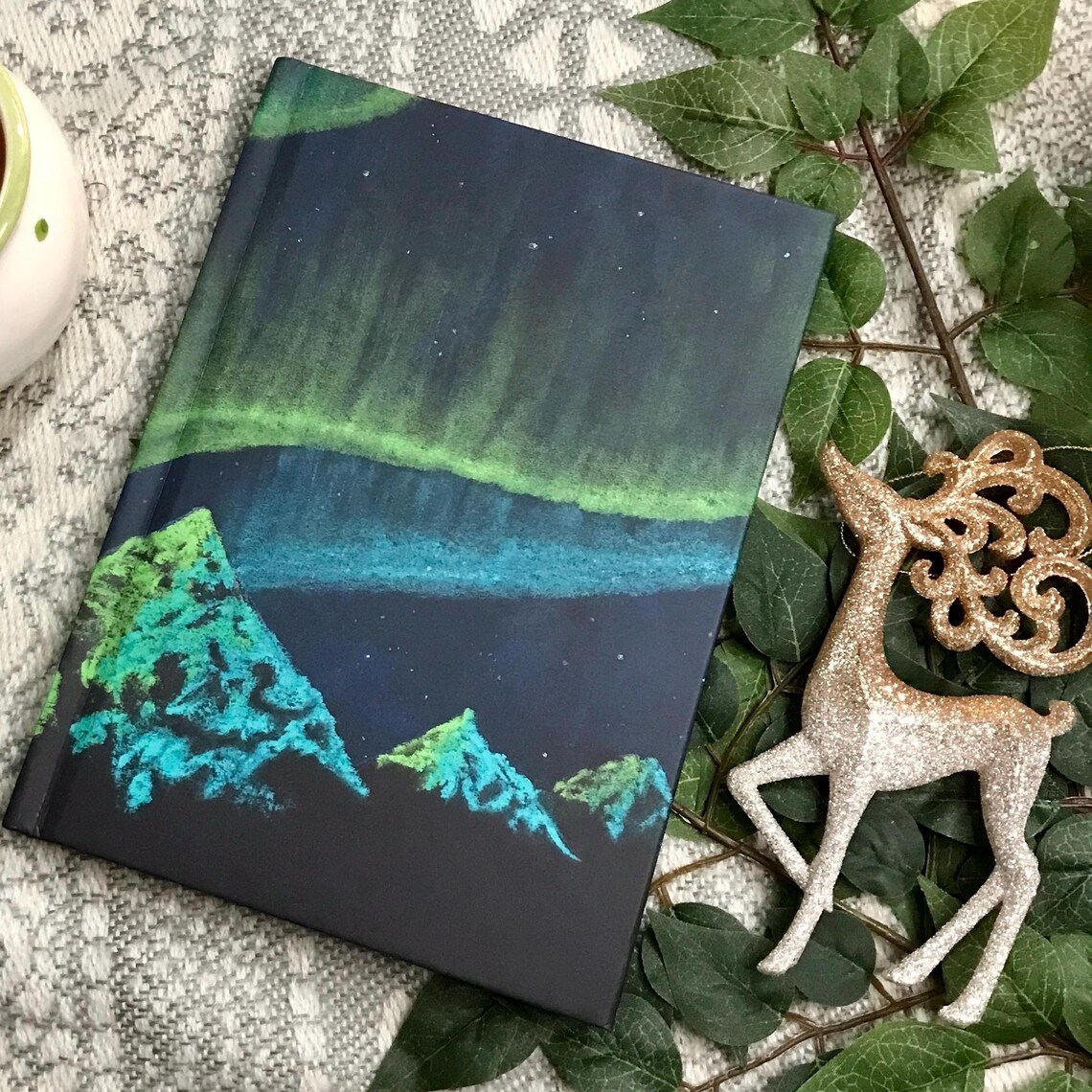 Northern Lights Journal // Hardcover Journal, Pretty Mountains and ...