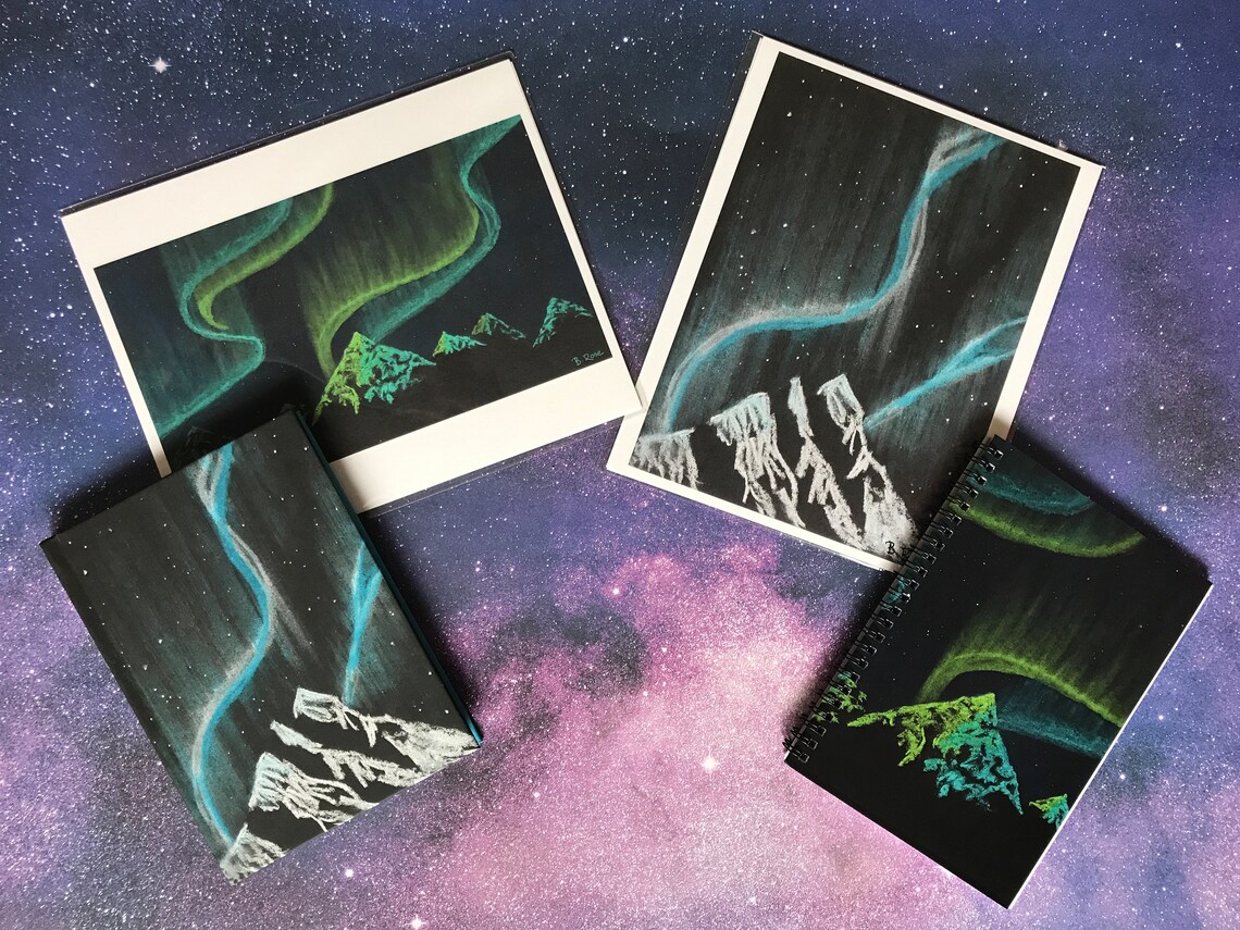 Northern Lights Art Print // Aurora Borealis Night Sky Art - Etsy