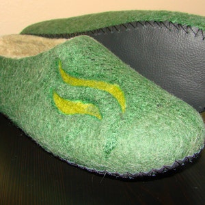 Green Fleted Slippers for Men - Etsy