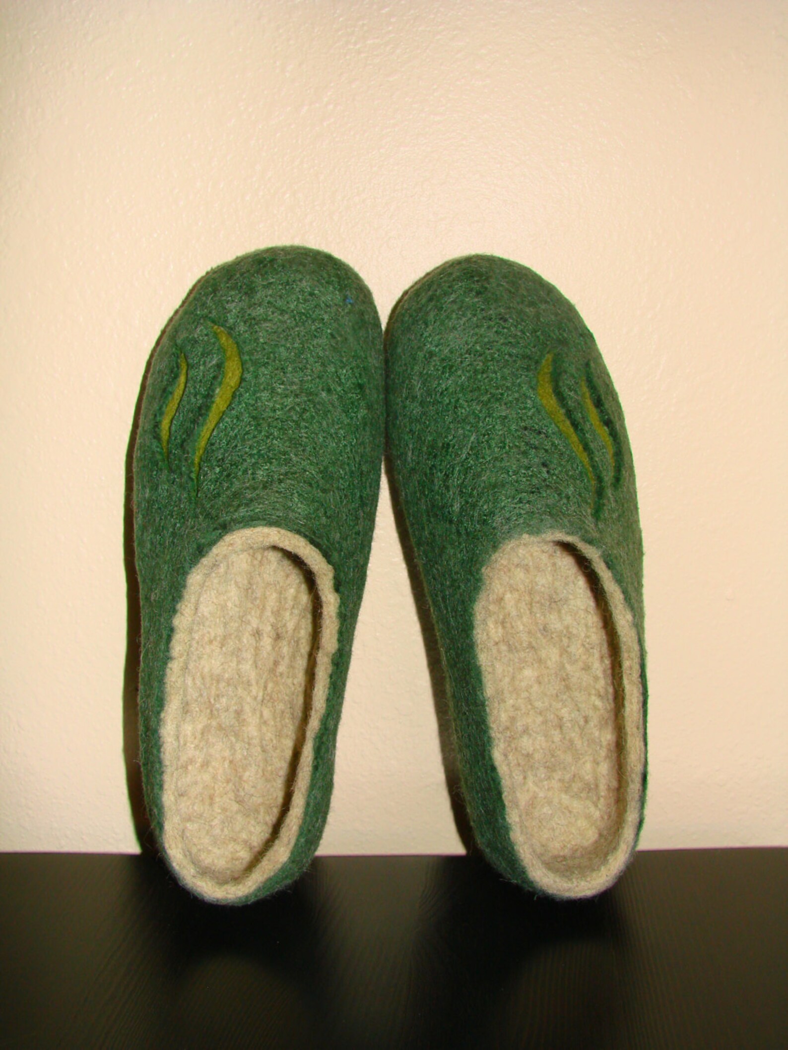 Green Fleted Slippers for Men - Etsy