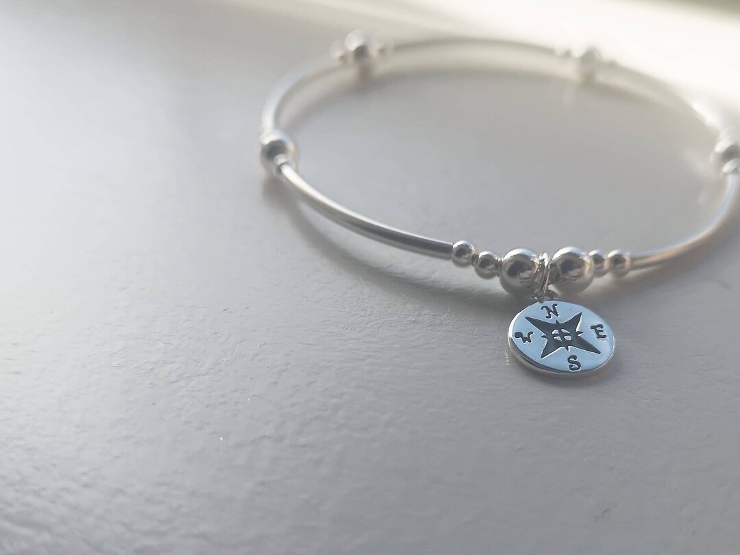 Compass Bracelet - Compass Jewellery - Sterling Silver Charm Bracelet ...
