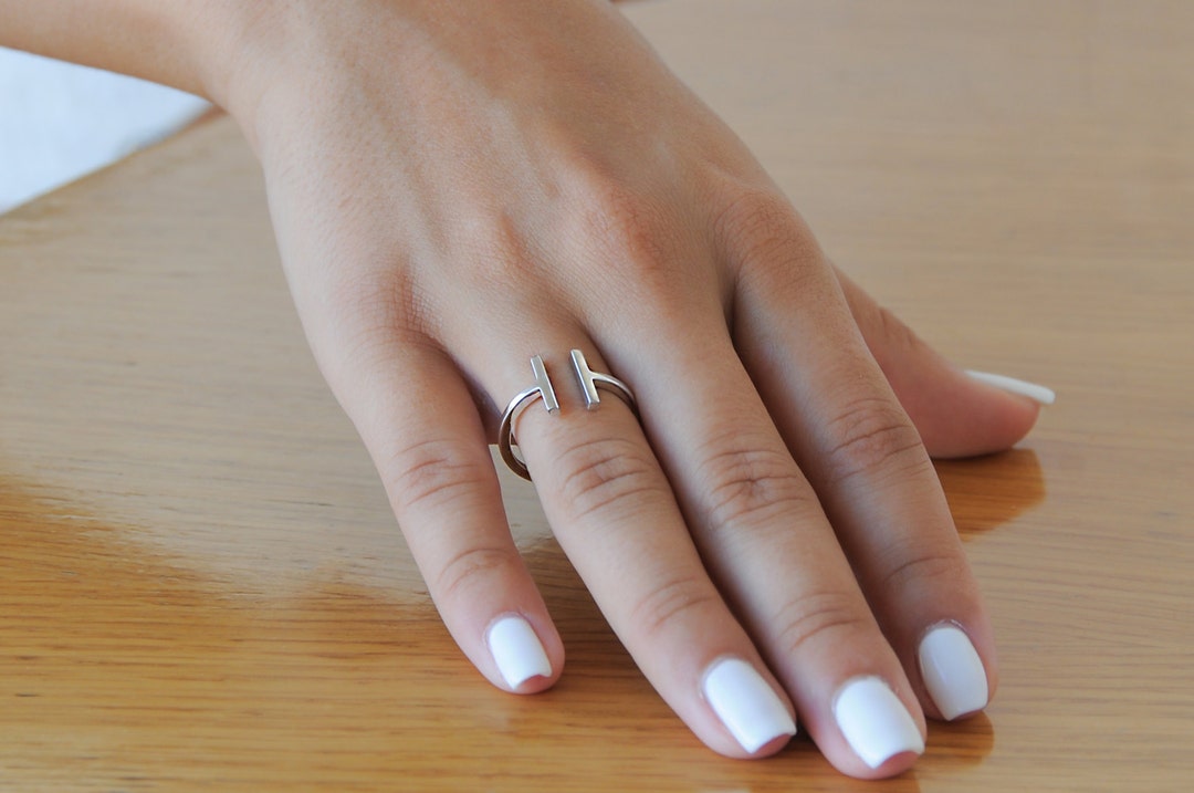 Tiny Parallel Bars Sterling Silver Ring Modern Minimalist - Etsy