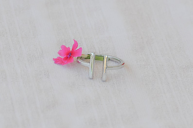 Tiny Parallel Bars Sterling Silver Ring Modern Minimalist - Etsy