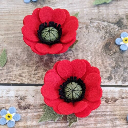 Poppy Hair Clip Set Poppies Bobble Floral Hair Tie Pigtail - Etsy UK