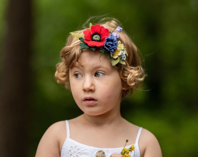 Wildflower Crown Felt Flower Crown Floral Hair Clip Spring - Etsy