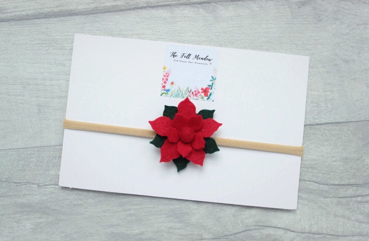 Christmas Poinsettia Headband, Christmas Baby Gift, Newborn Novelty ...