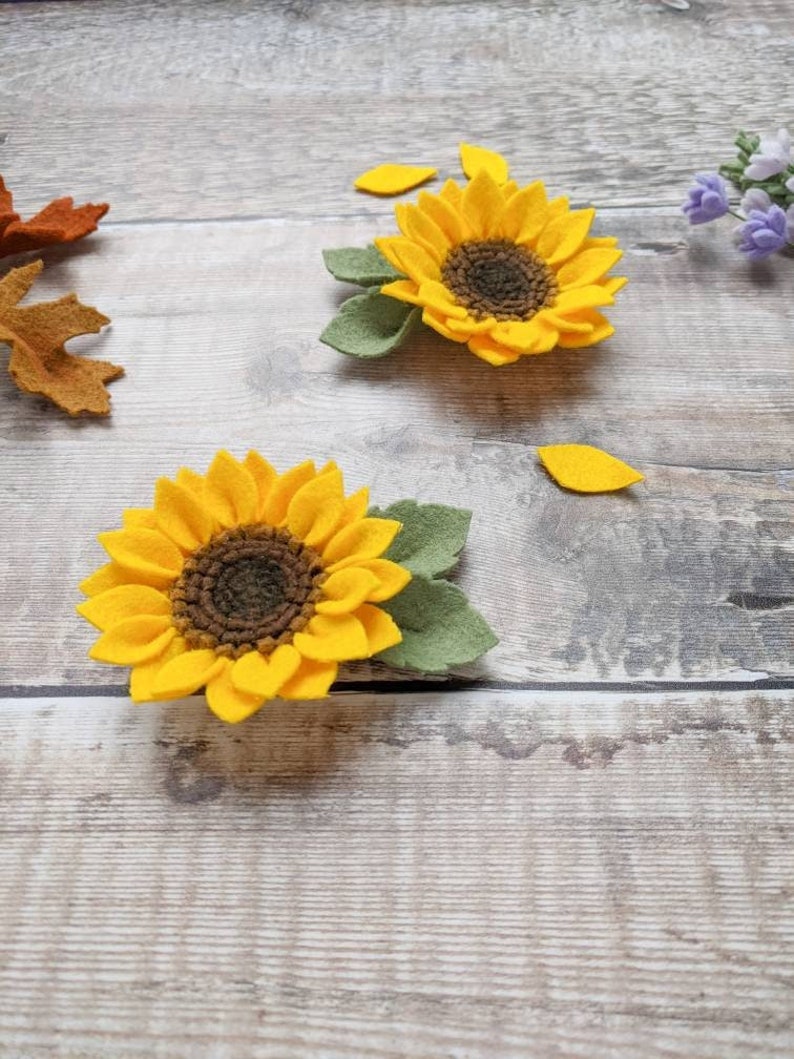 Felt Sunflower Hair Clip Set Floral Hair Clips Sunflower - Etsy