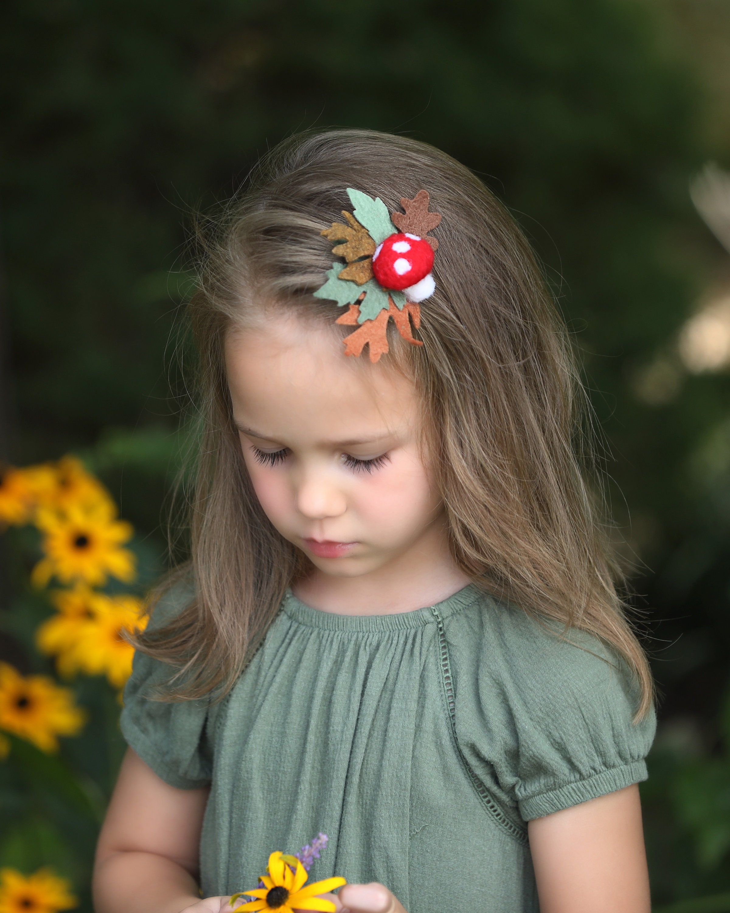 Autumn Hair Clip, Felt Mushroom Hair Accessory, Felt Flower Hair Clip ...
