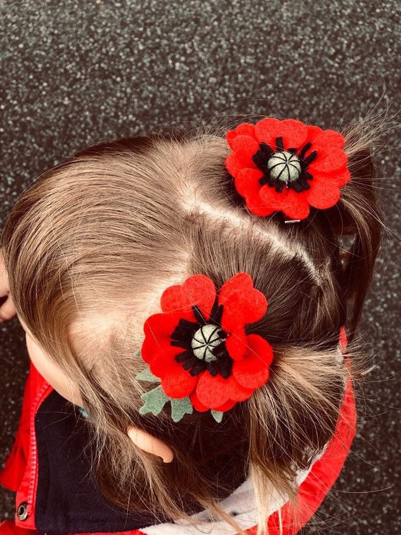 Poppy Hair Clip Set Poppies Hair Clips Floral Hair Clips | Etsy