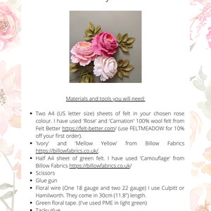 Felt Peony Pdf Tutorial With Video and Printable Pattern. DIY Felt ...