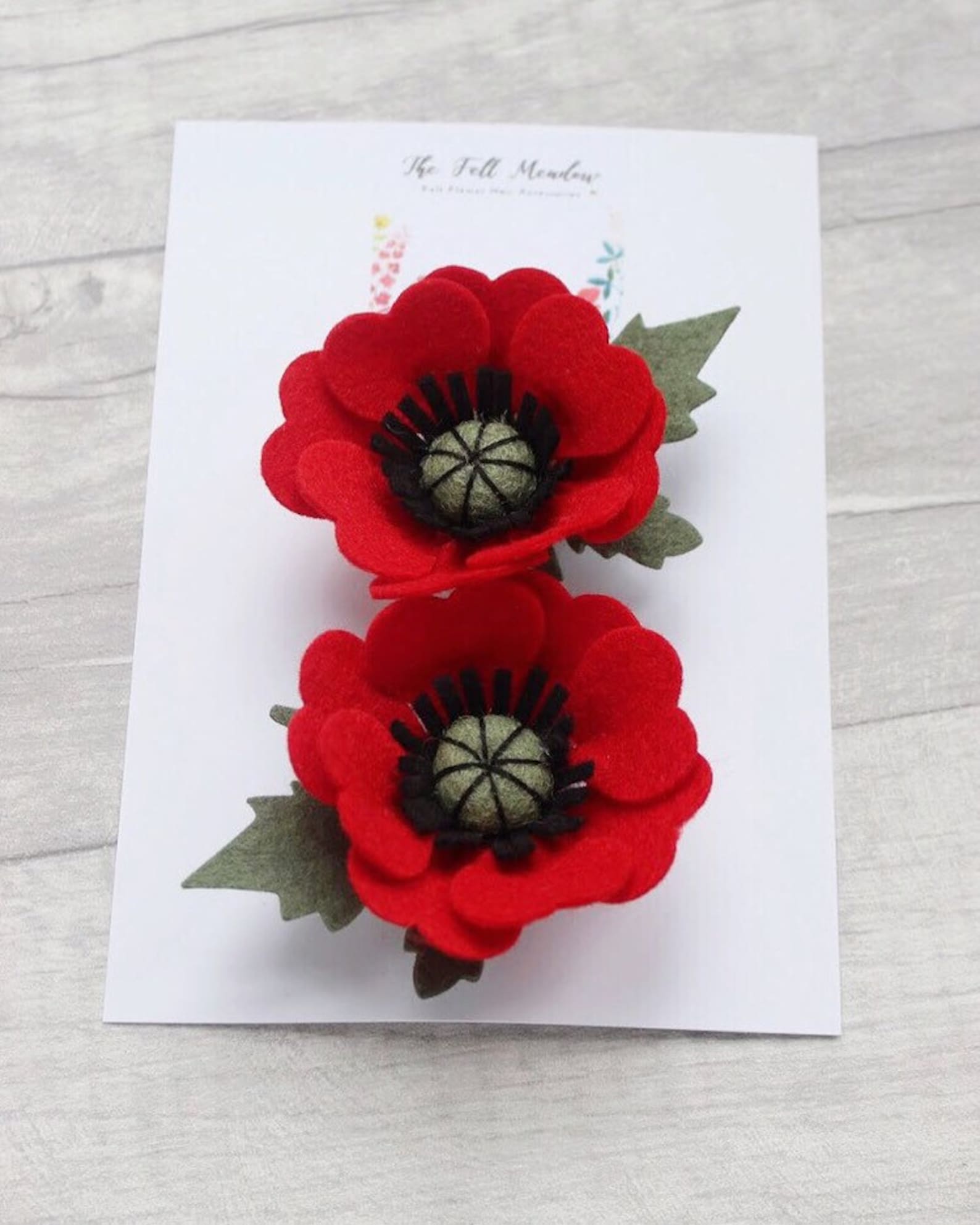 Poppy Hair Clip Set, Poppies Bobble, Floral Hair Tie, Pigtail Hair ...