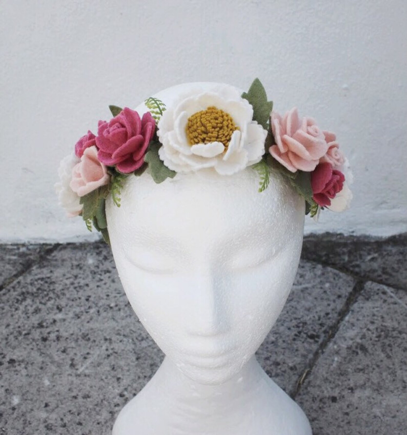Peony and Roses Flower Crown, Rose Halo, Felt Floral Crown, Pink Rose ...