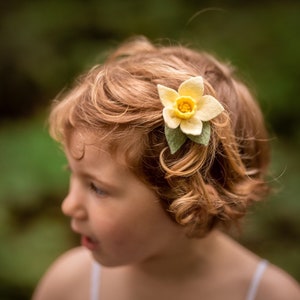 Daffodil Hair Clip Set, Daffodil Hair Clips, Floral Hair Clips, Pigtail ...