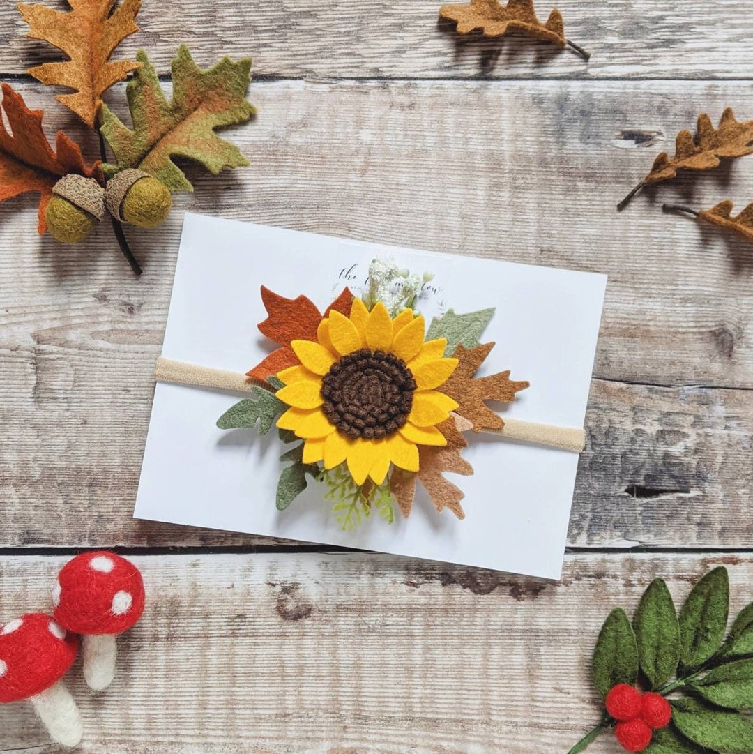 Autumn Felt Flower Headband, Boho, Flower Crown, Sunflower Headband ...