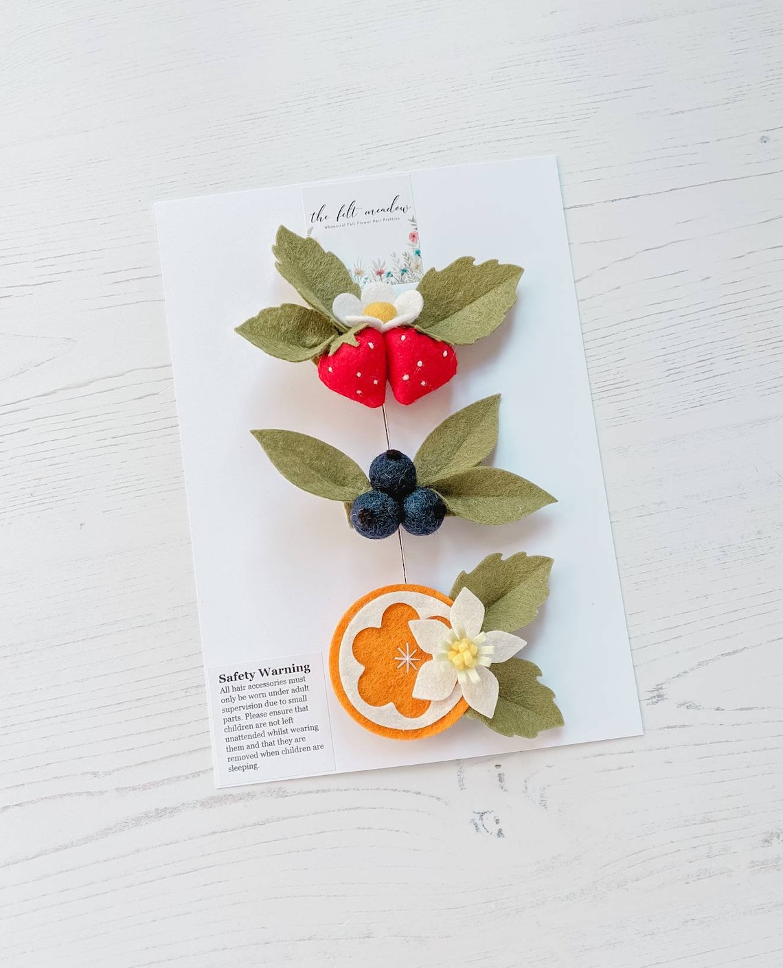 Strawberry Pigtail Clips, Felt Strawberry Hair Pin, Fruit Hair ...