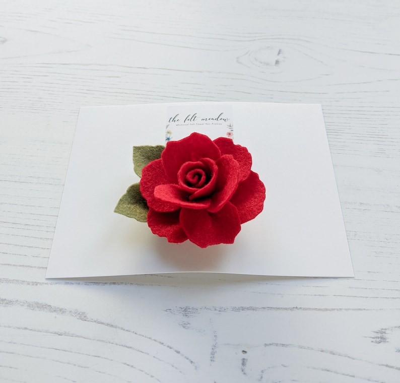 Red Rose Hair Clip Felt Rose Hair Pin Floral Hair Clip - Etsy