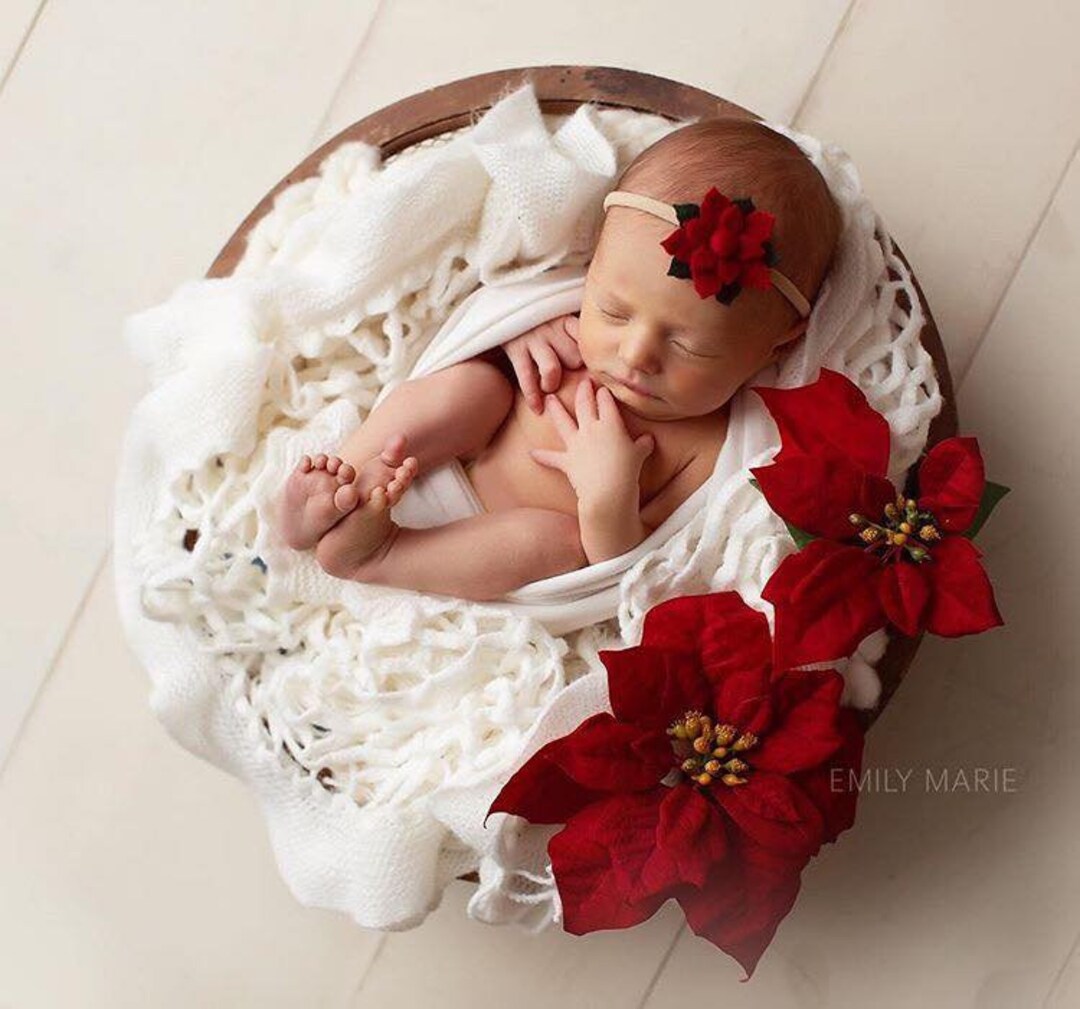 Christmas Poinsettia Headband, Christmas Baby Gift, Newborn Novelty ...