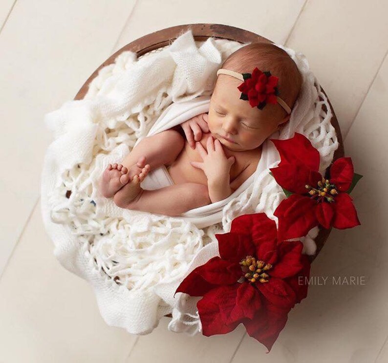 Christmas Poinsettia Headband, Christmas Baby Gift, Newborn Novelty ...