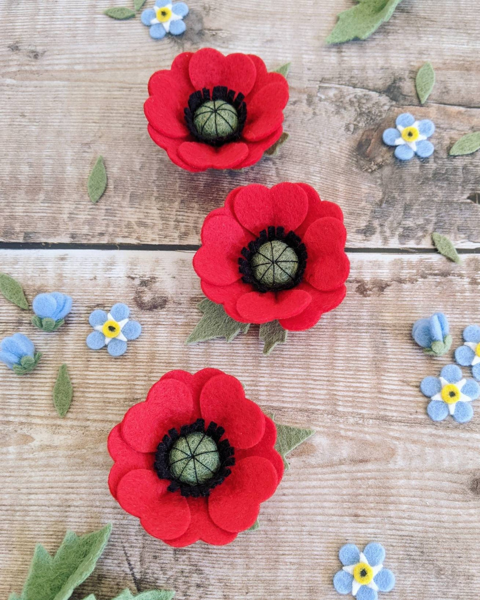 Poppy Hair Clip Set Poppies Bobble Floral Hair Tie Pigtail - Etsy UK