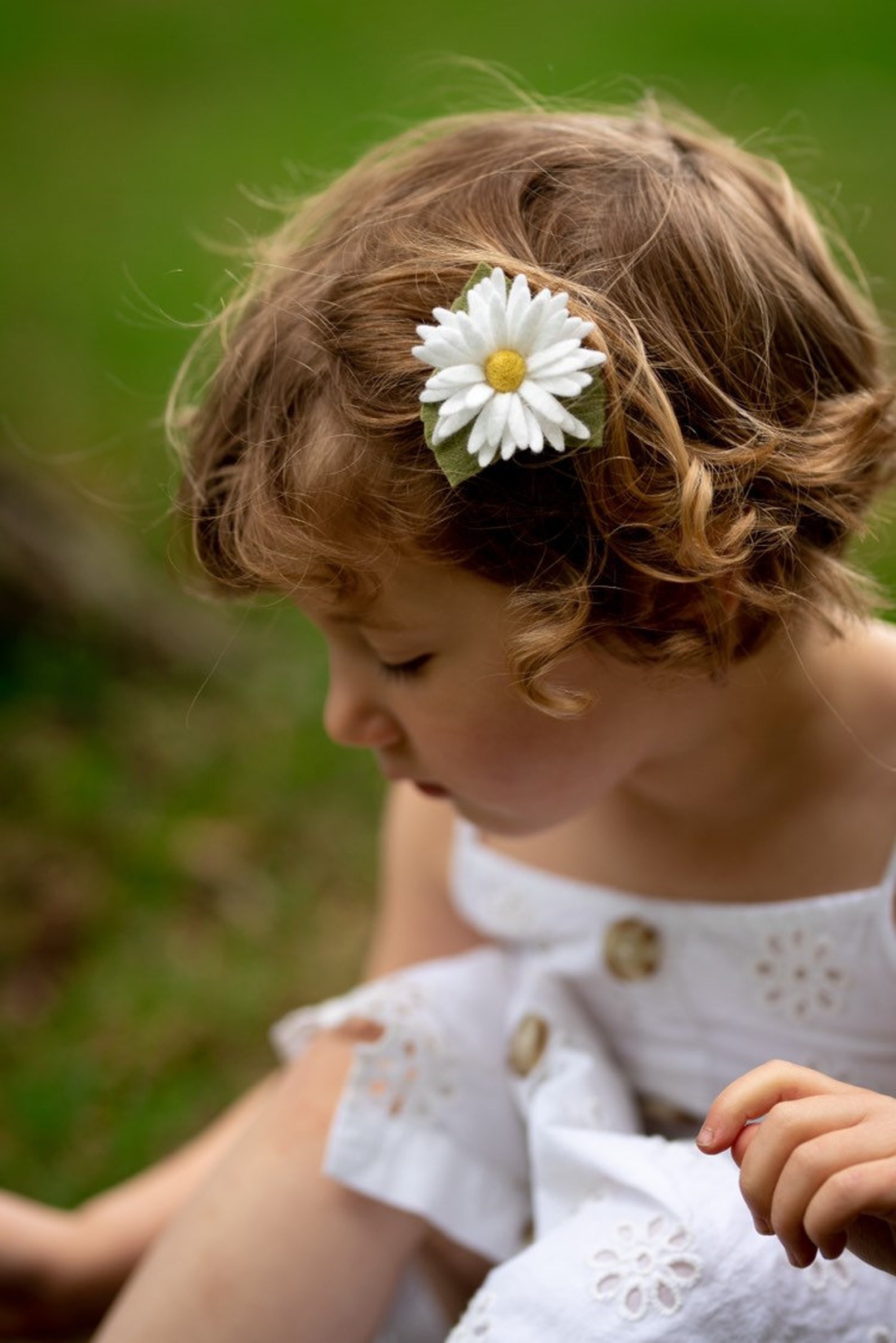 Daisy Hair Clip Set, Daisies Hair Clips, Floral Hair Bobble, Pigtail ...