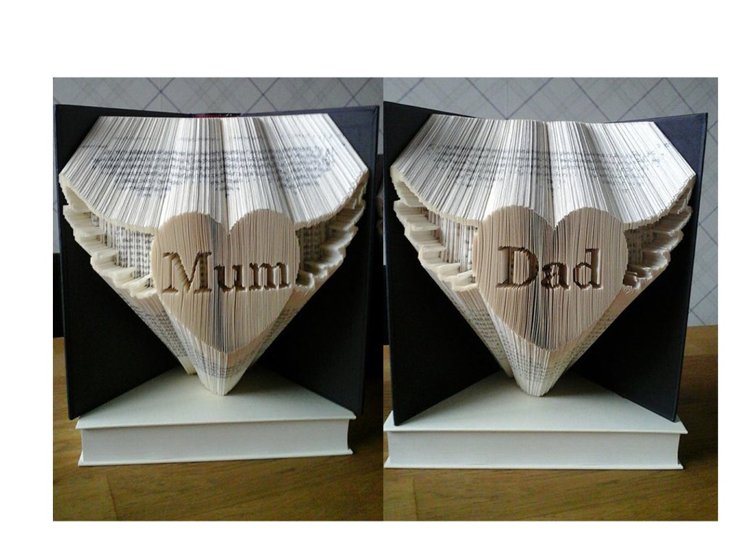 Set of 2 Combi Book Folding Patterns Mum in a Heart With Wing Outlines ...