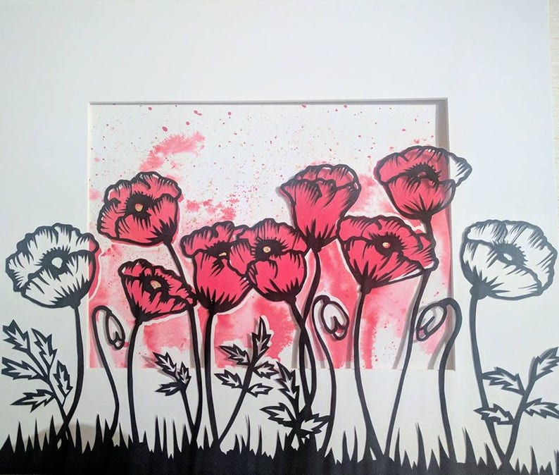 Poppy Field A4 Papercut Template Papercutting Poppies - Etsy UK