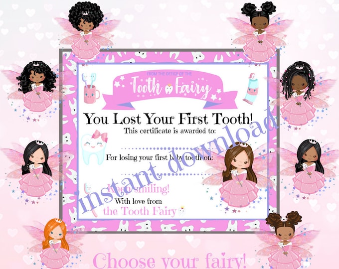 First Lost Tooth Certificate Tooth Fairy Certificate for - Etsy