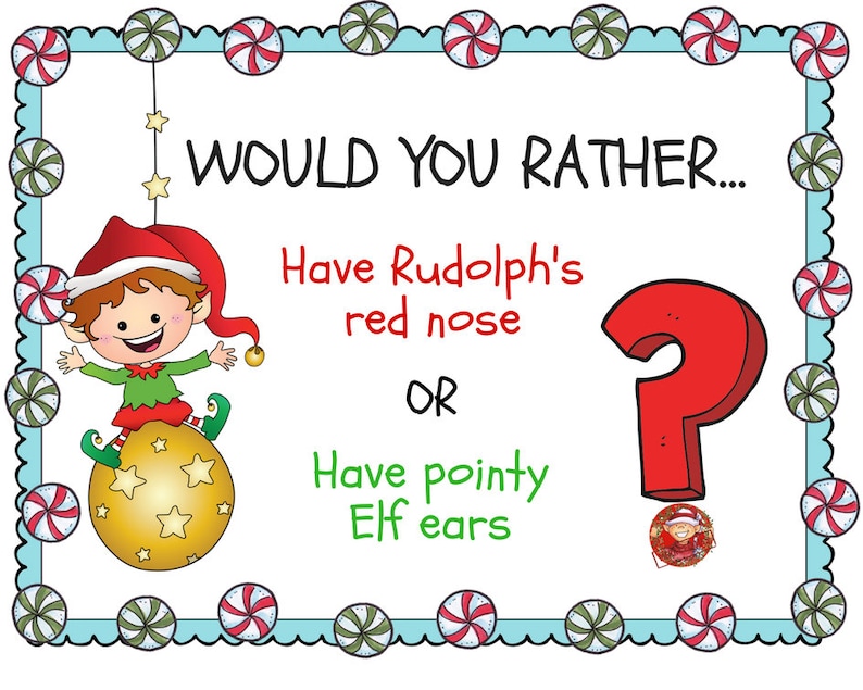 Would You Rather Game Elf Printable Elf Antic Elf Props | Etsy
