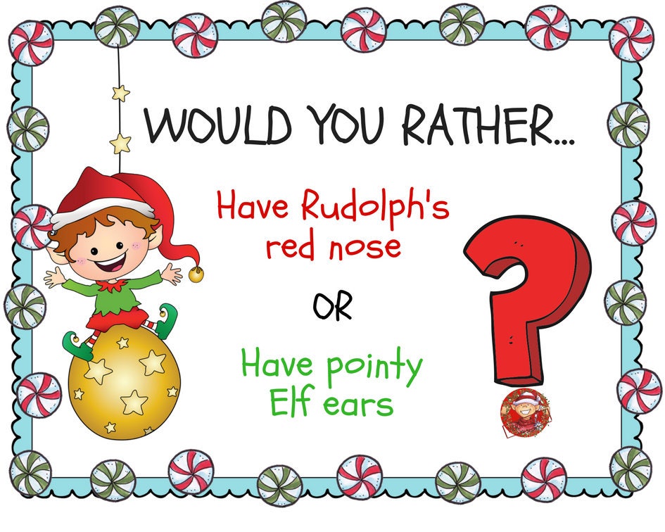 Would You Rather Game, Elf Printable, Elf Antic, Elf Props, Christmas ...