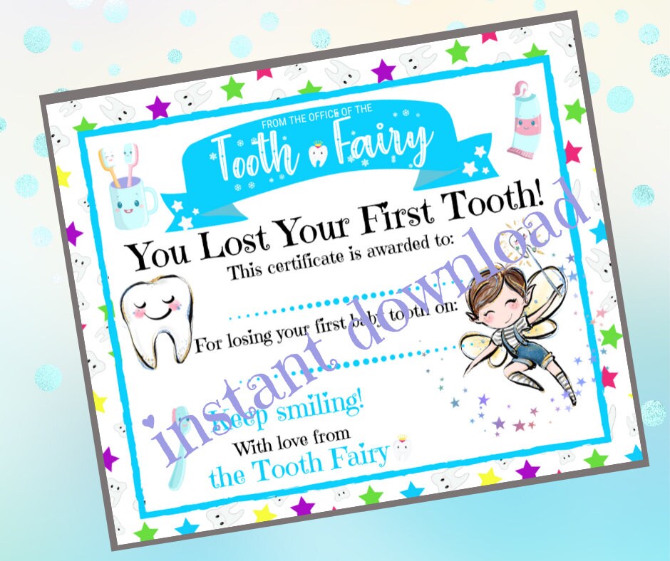 Boy's First Tooth Certificate, Tooth Fairy Certificate for Boys - Etsy ...