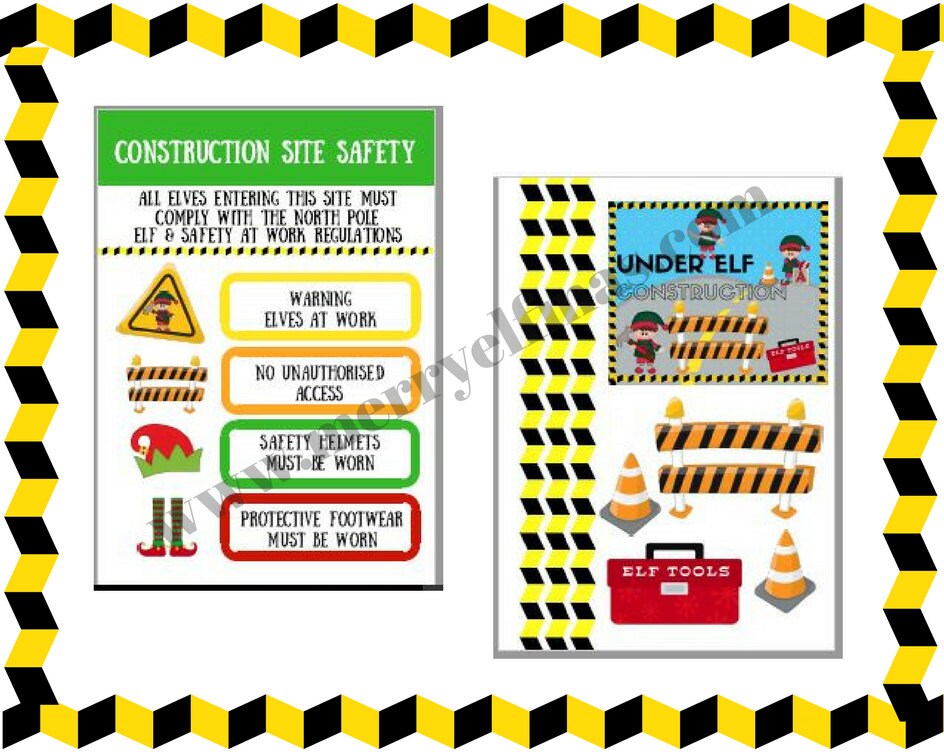 Elf Door Construction Printable, Elf & Safety Printable, Christmas Elf ...
