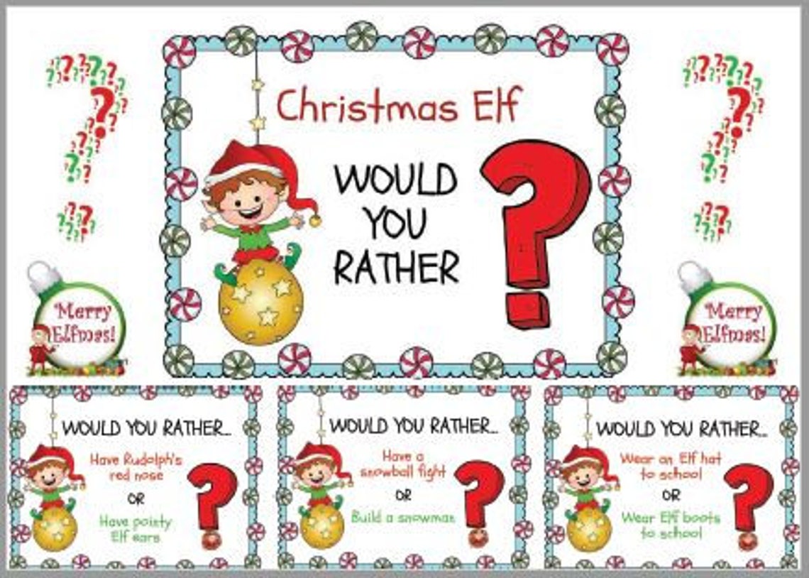 Would You Rather Game Elf Printable Elf Antic Elf Props - Etsy