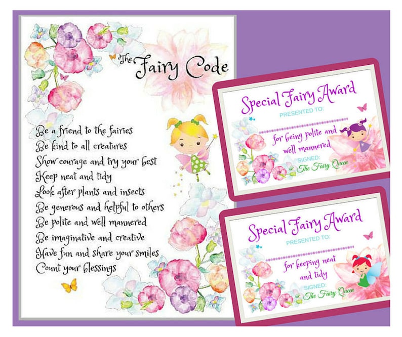 Fairy Code, Fairy Printables With Fairy Certificates to Award for Kind ...