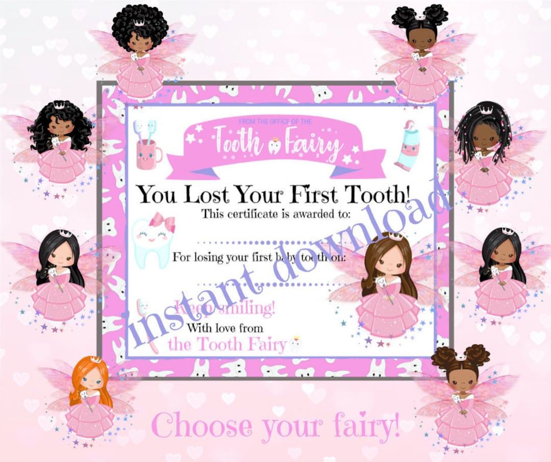 First Lost Tooth Certificate, Tooth Fairy Certificate for Losing First ...