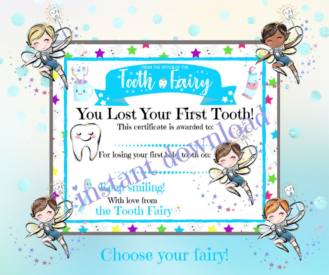 Boy's First Tooth Certificate, Tooth Fairy Certificate for Boys - Etsy