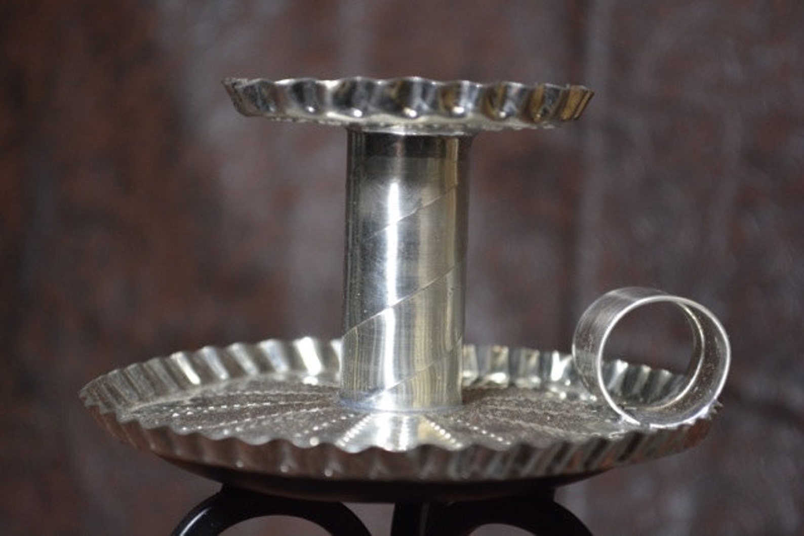 Tin Small Candlestick Hand Punched Tinwork Jason Younis Y - Etsy