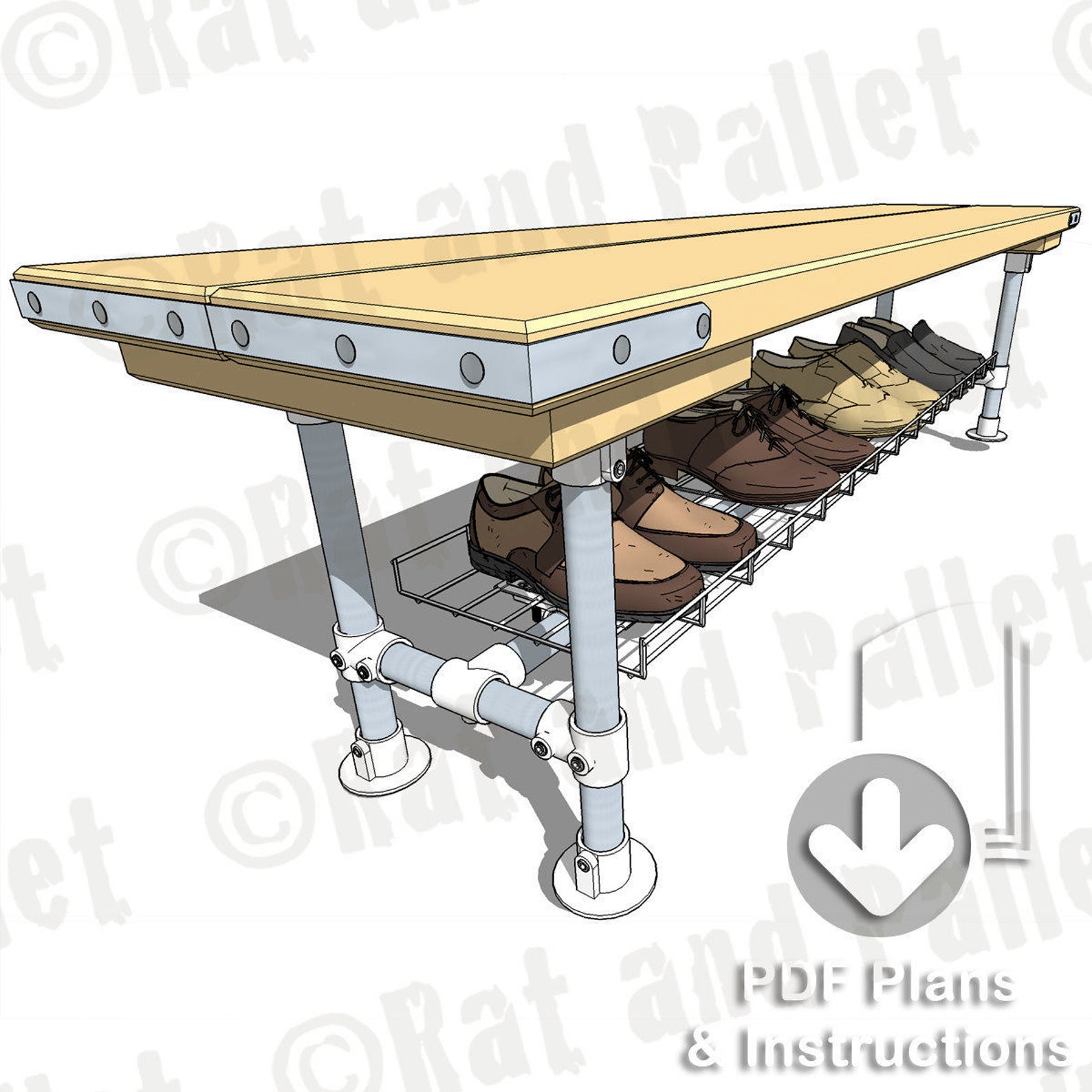 Make a Scaffold Shoe Bench From Instruction Plans. Modern - Etsy UK