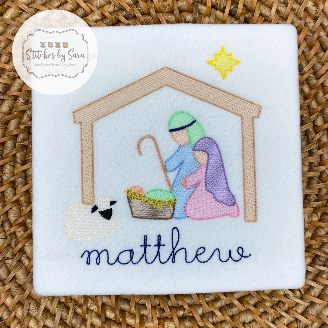 Christmas Nativity With Lamb Embroidery Shirt for Boys, Monogrammed - Etsy