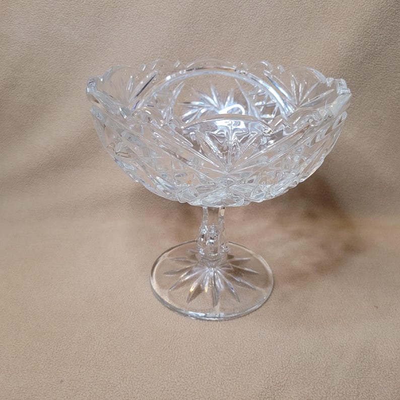 Vintage Lead Crystal Compote Pedestal Footed Candy Dish, Nut Bowl ...