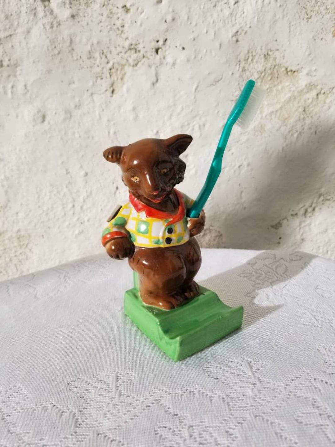 Goldcastle Japan Porcelain Figural Bear Toothbrush Holder, Vintage ...