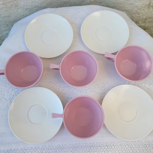 Sun Valley Melmac Melamine Lilac Purplish Pink Cups and White Saucers ...