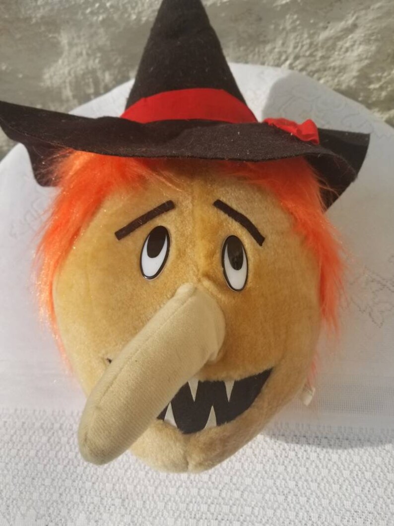 Vintage Stuffed Plush Witch Head Halloween Decoration Witch | Etsy