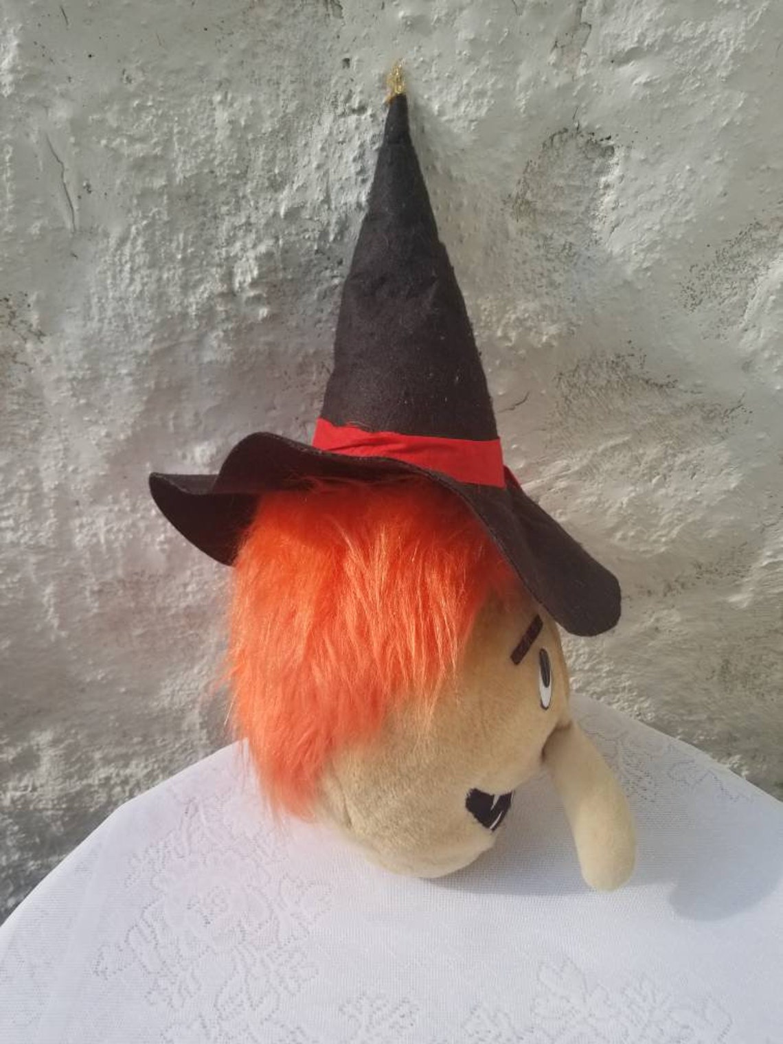 Vintage Stuffed Plush Witch Head Halloween Decoration Witch - Etsy