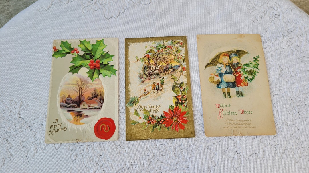 CHOICE POST CARDS, Vintage Christmas Greeting Card, Antique Holiday Post Card, A Merry Christmas ...