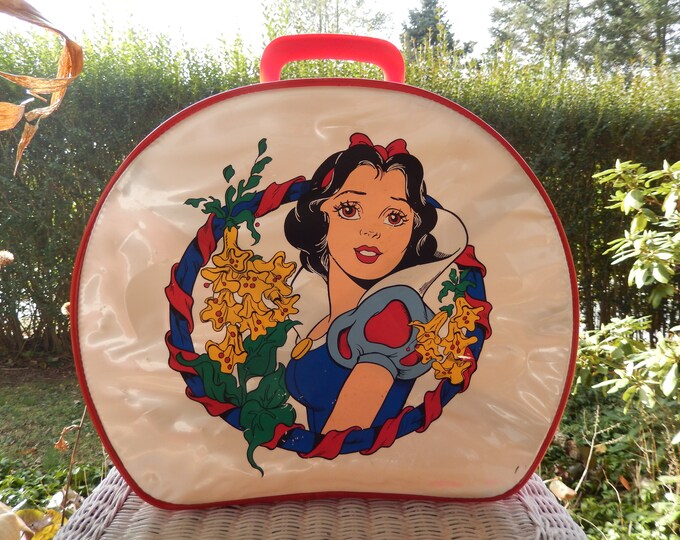 Vintage Disney's Snow White Train Case, Round Travel Luggage, Red White ...