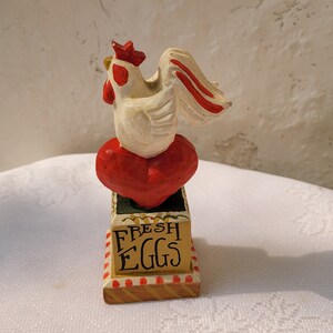 Rooster Chicken Totem Pole Figurine, Fresh Eggs, Wall Hanging, Striped ...