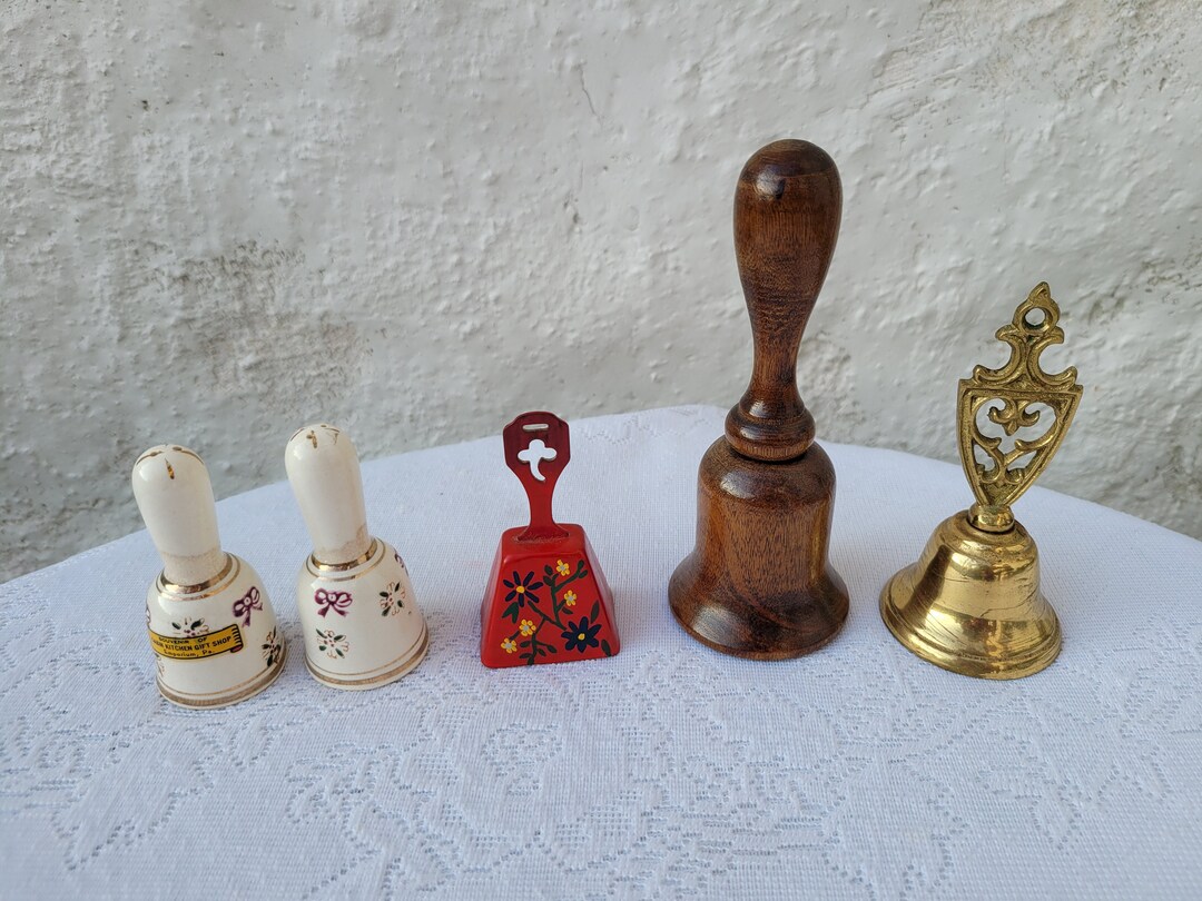 CHOICE of Vintage Hand Bells, Dinner Bell, School Bell, Red Metal PA ...